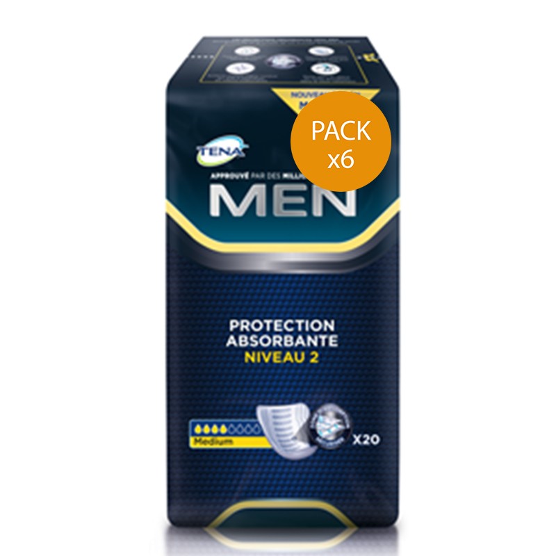 Protection urinaire homme - TENA Men Niveau 2 - Pack 6 sachets| SENEA