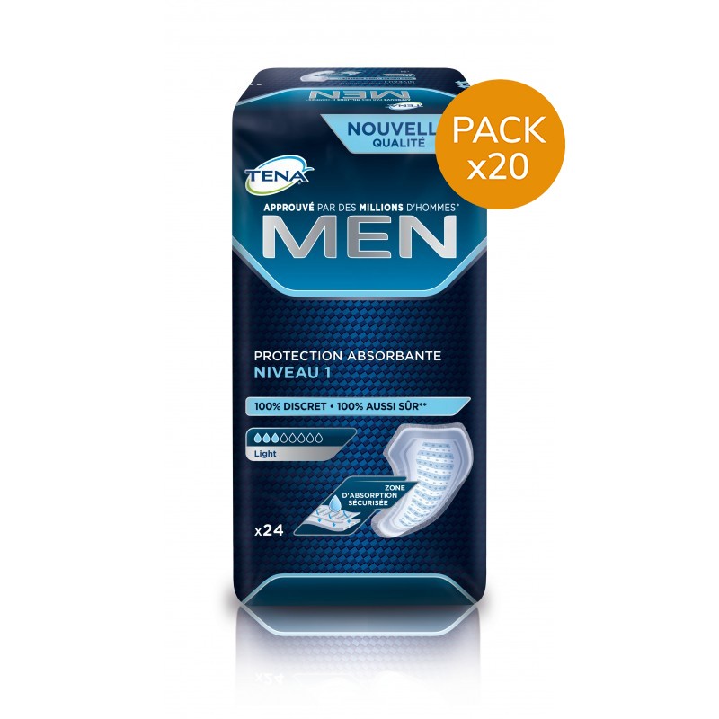TENA Men Niveau 1: Protection urinaire homme - Pack de 20 sachets
